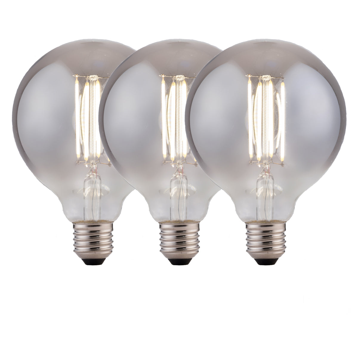 G95 8 Watts LED Smoked Globe Bulb, Cool White Dimmable, Pack of 3 ...